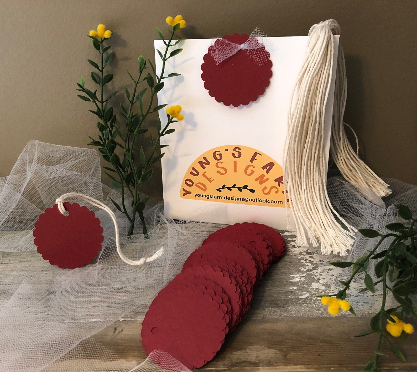 100 Handmade Cardstock Scalloped Circle Shaped Price Tags With String ...