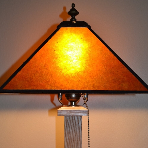 Mission Style Oak Lamp With Mica Shade - Etsy