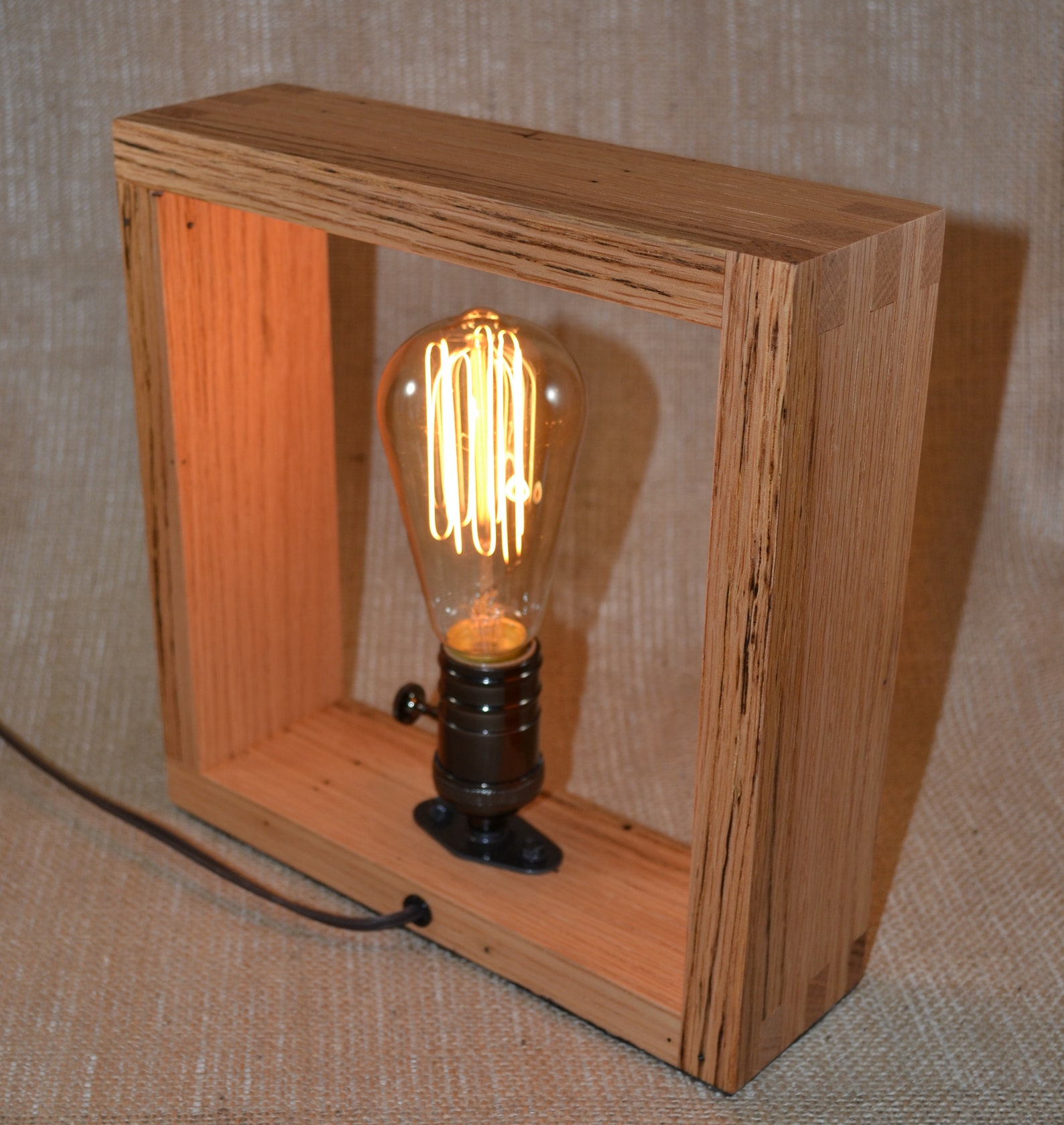 Oak Shadow Box Lamp - Etsy
