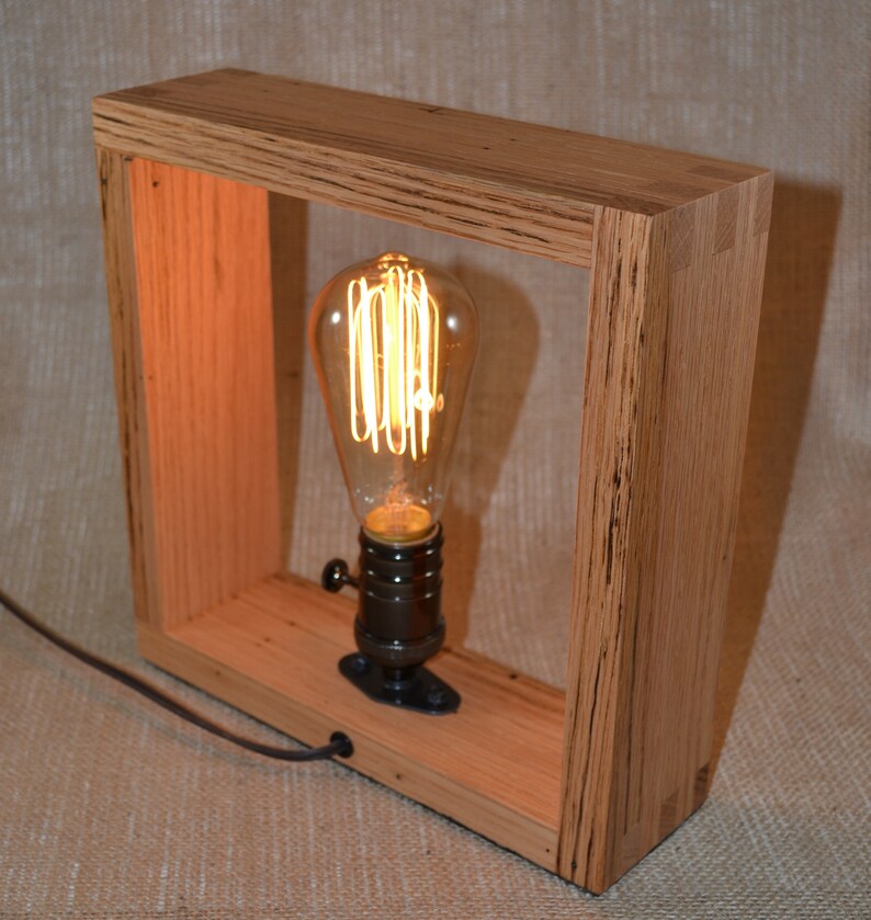 Oak Shadow Box Lamp - Etsy