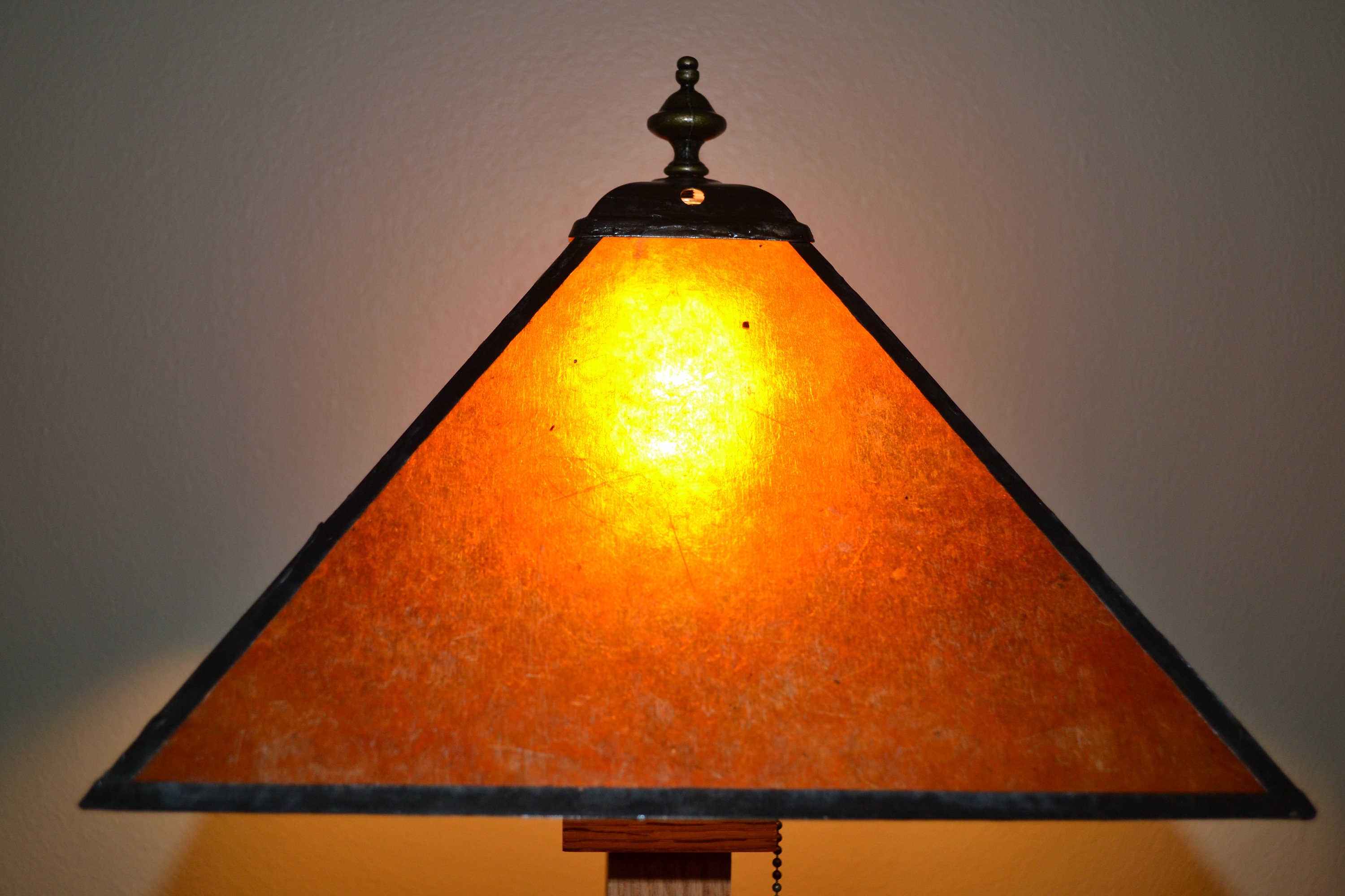 Mission Style Oak Lamp With Mica Shade - Etsy