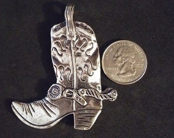 Silver Cowboy Boot Pendant - Etsy