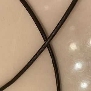 Black Leather Cord Chain Necklace Thin Plain Sleek Smooth Style With ...