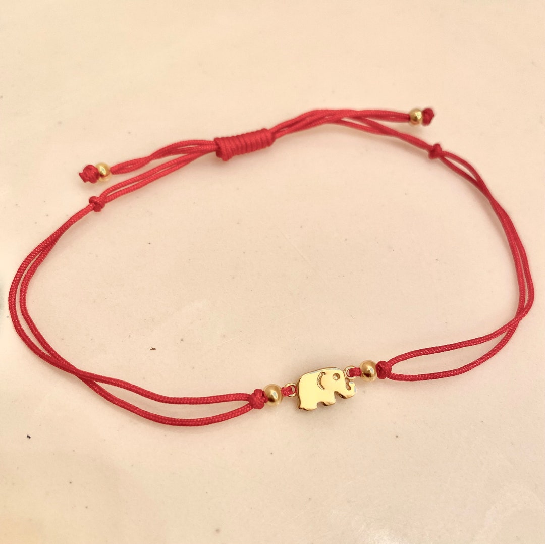 Abundance Elephant Good Luck Charm in Sterling Silver Red Cord Bracelet ...