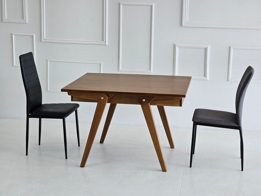 Inset Table Large Table Dining Table Natural Wood Height Adjustable ...