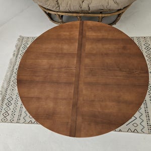 Round Folding Coffee Table and Dining Table 6 in 1 Natural Wood ...