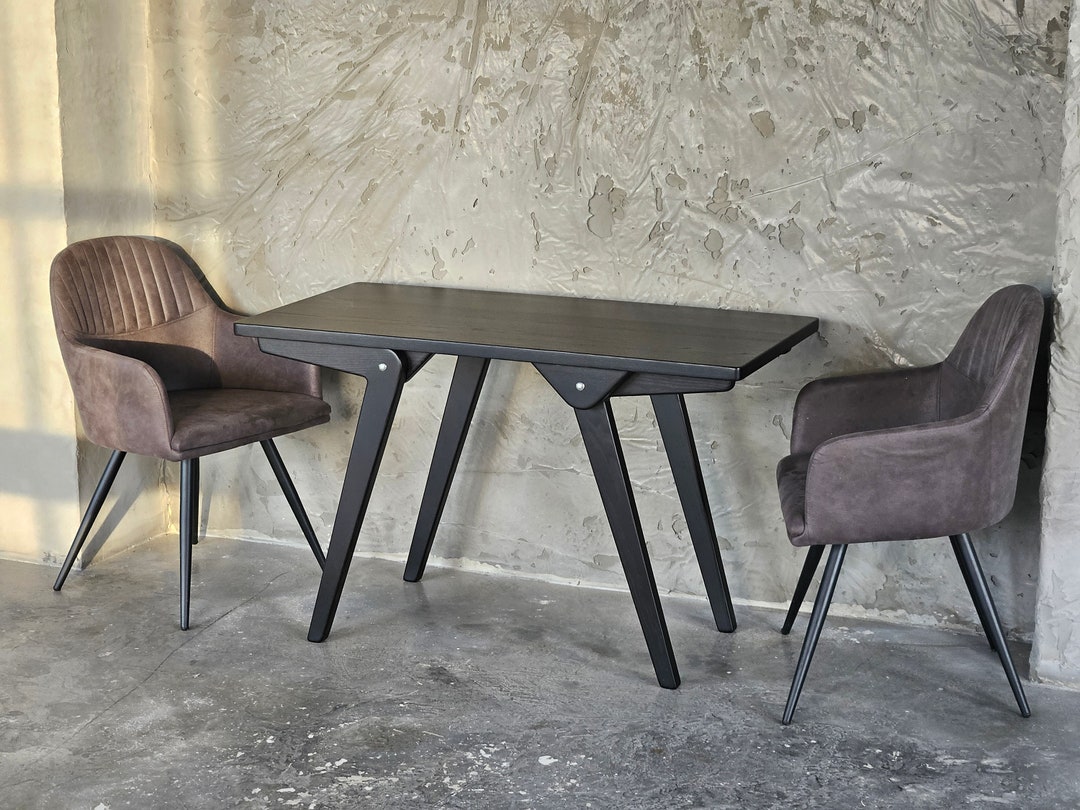 Black Ash Wood Adjustable Table 2-in-1 – Convertible Dining and Coffee ...