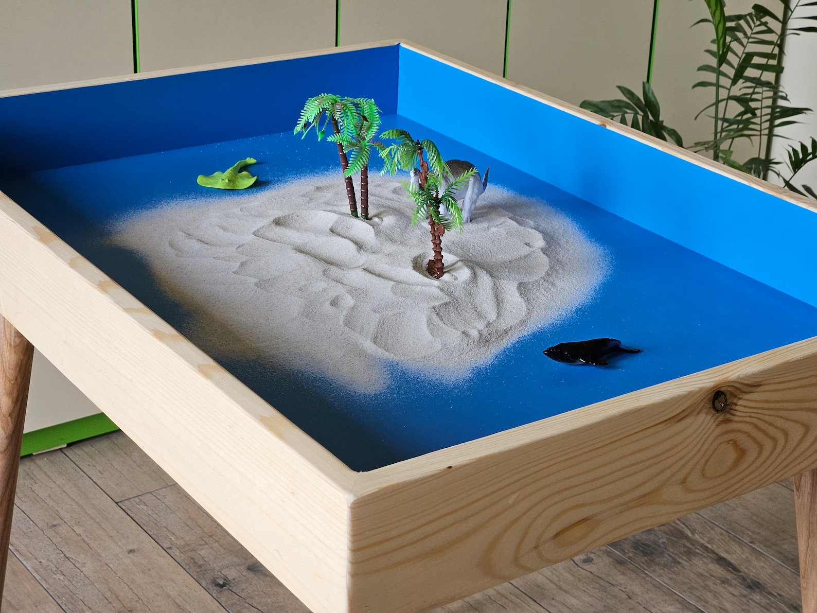 Jungian Sand Therapy Natural Wood Montessori Sandbox With Lid and Legs ...