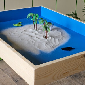 Jungian Sand Therapy | Natural Wood Montessori Sandbox With Lid and ...