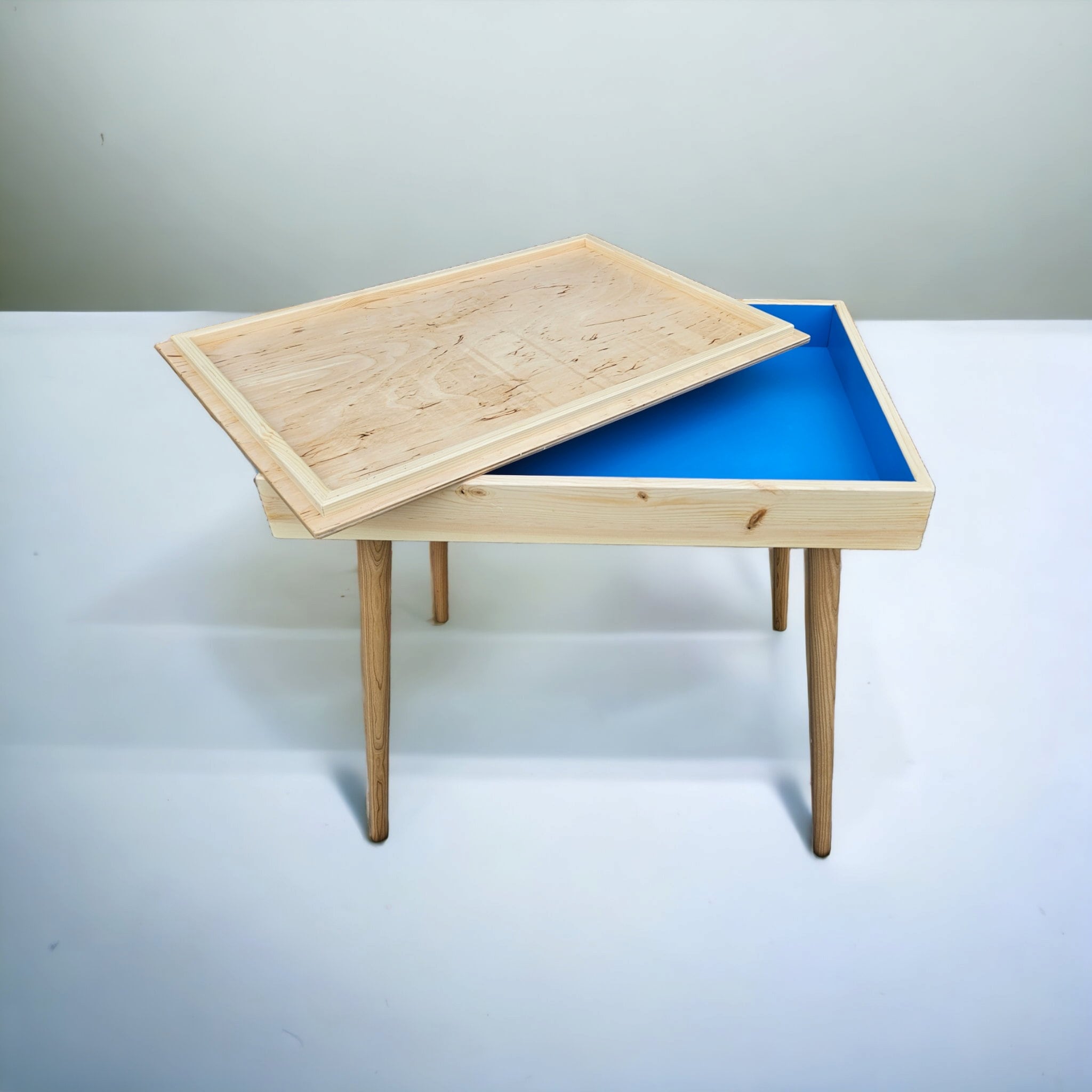 Jungian Sand Therapy Natural Wood Montessori Sandbox With Lid and Legs ...