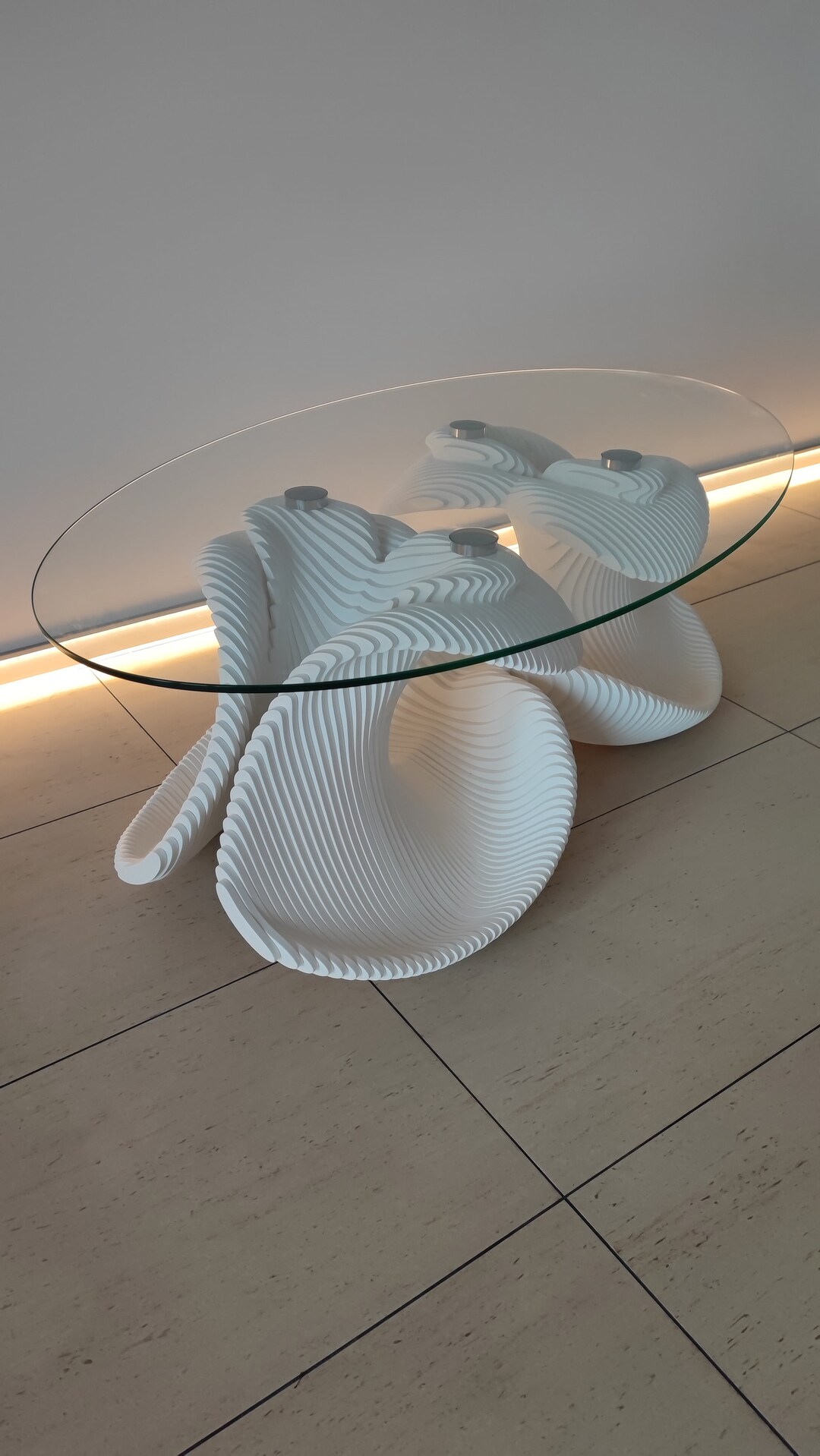 Parametric Coffee Table With Oval Glass Top, Unique Coffee Table ...