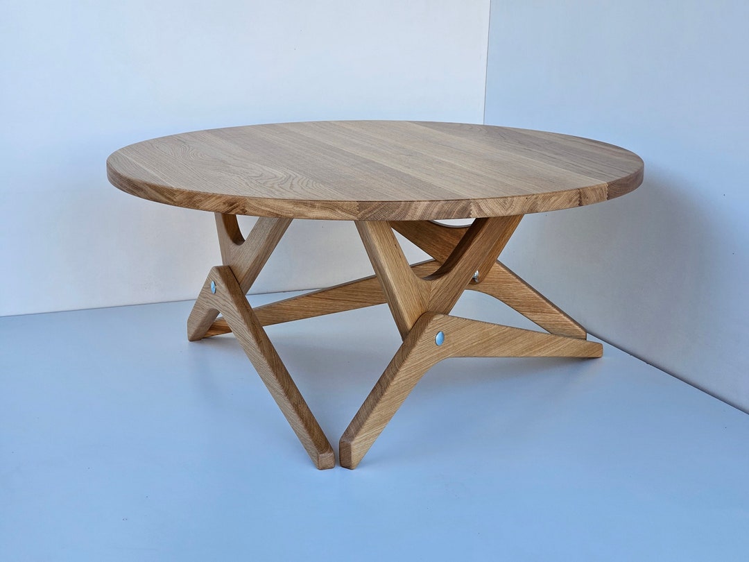 2-in-1 Transformable Round Wooden Coffee Table – Adjustable Height ...