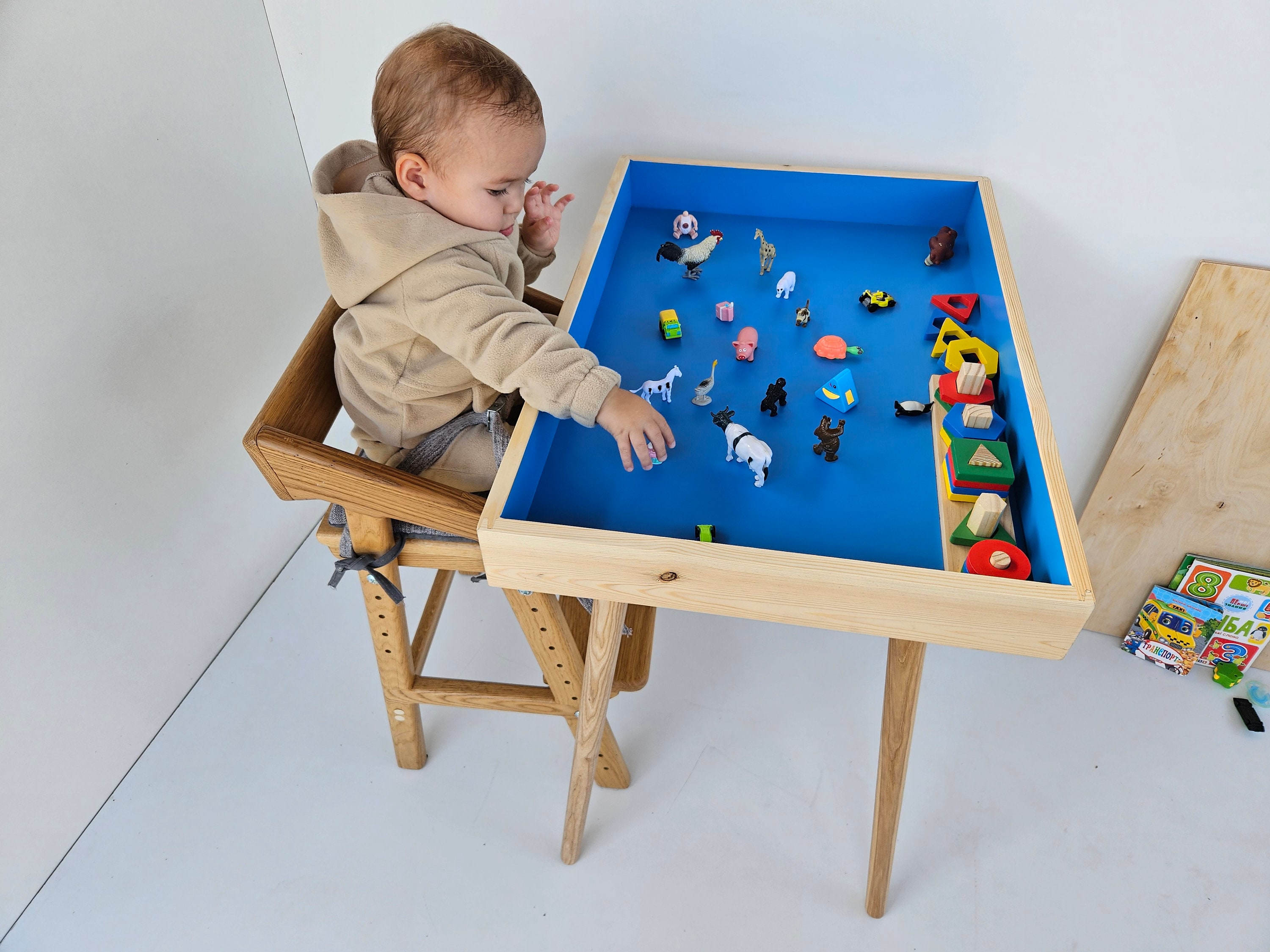 Jungian Sand Therapy Natural Wood Montessori Sandbox With Lid and Legs ...