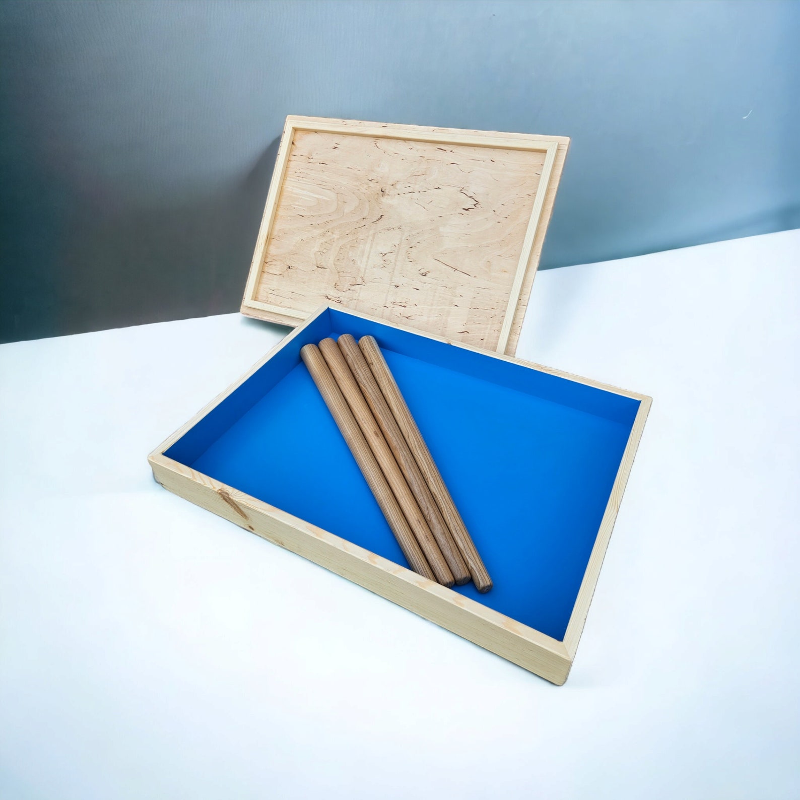 Jungian Sand Therapy Natural Wood Montessori Sandbox With Lid and Legs ...