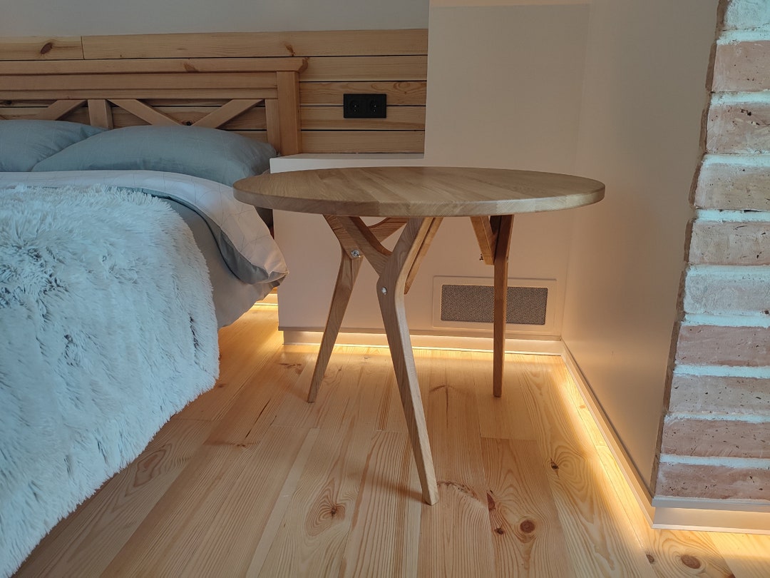 Transformable 2-in-1 Round Wooden Coffee Table With Adjustable Height ...