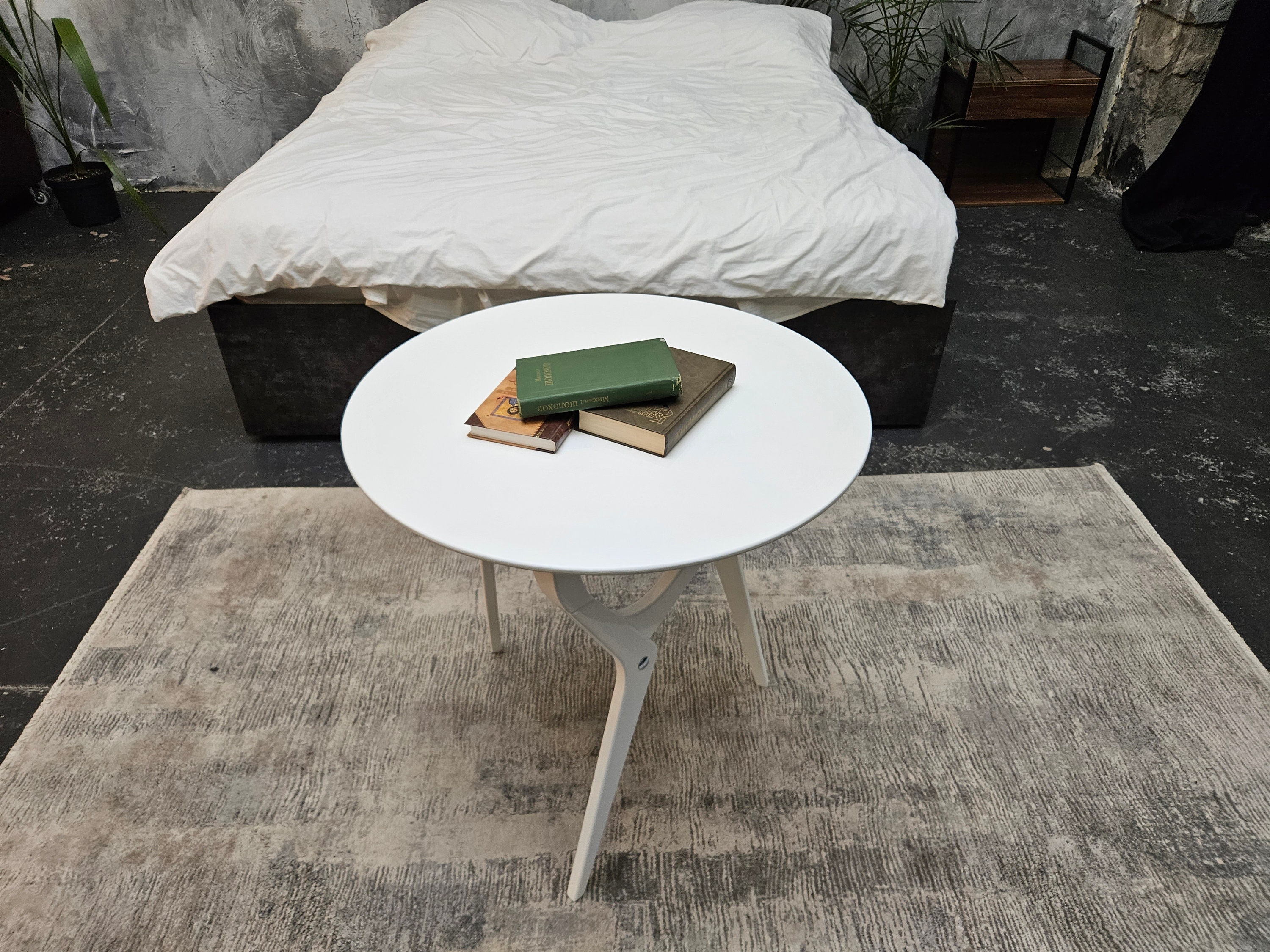 Transformer Round Wooden Coffee Table 2 in 1 White Coffee Table Narrow ...