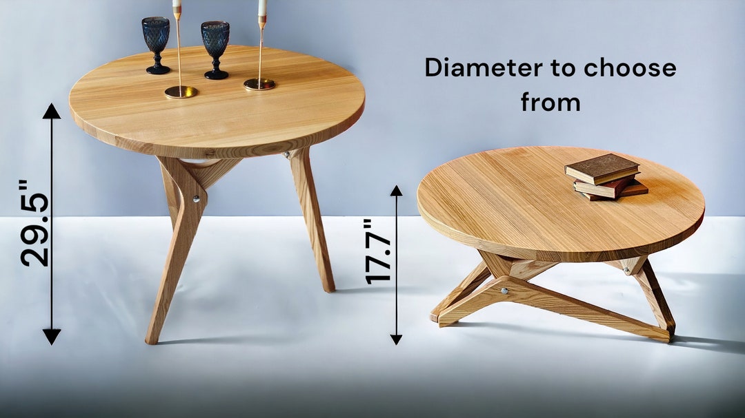 Round 2-in-1 Dining Table and Coffee Table, Transformer Made of Wood ...