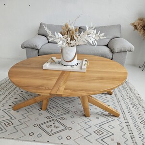 Round Transformable Dining Table | Adjustable Height Coffee Table ...