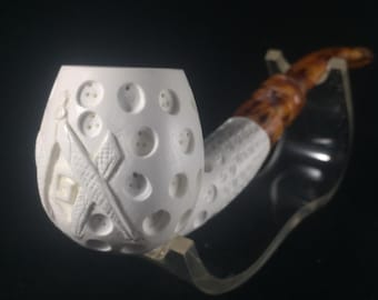 Masonic Pipe, Mason Pipe Meerschaum Pipe, Multi Stem Pipe, Hand Carved ...