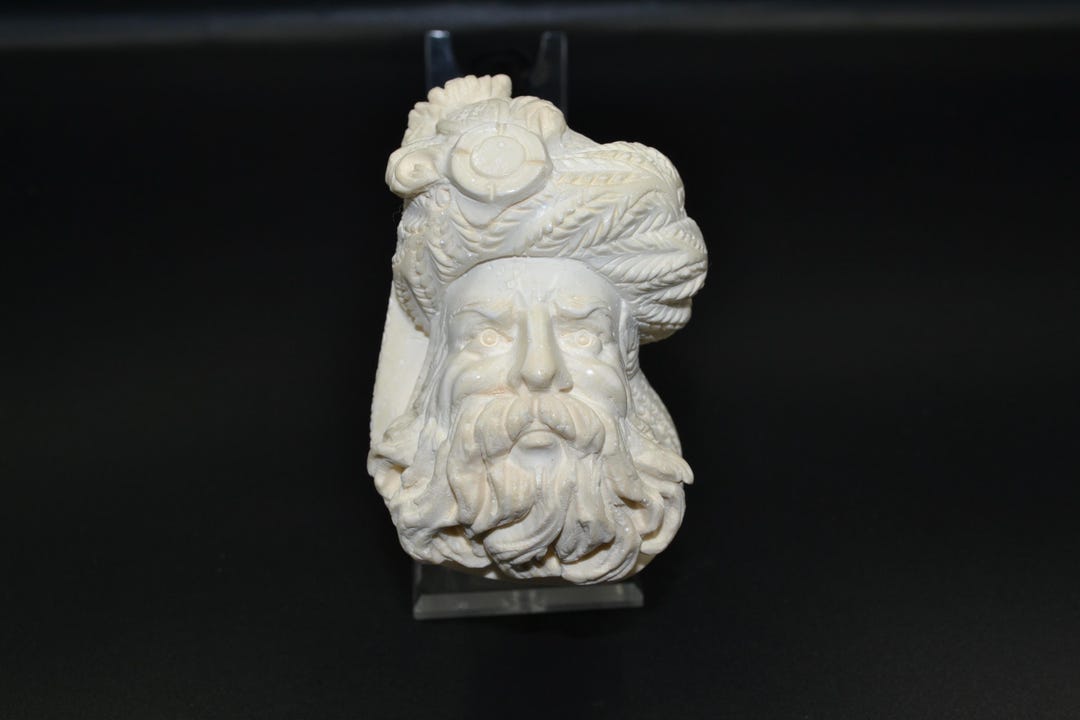 LARGE Hand Carved Sultan Head Meerschaum Pipe, Block Meerschaum, Hand ...