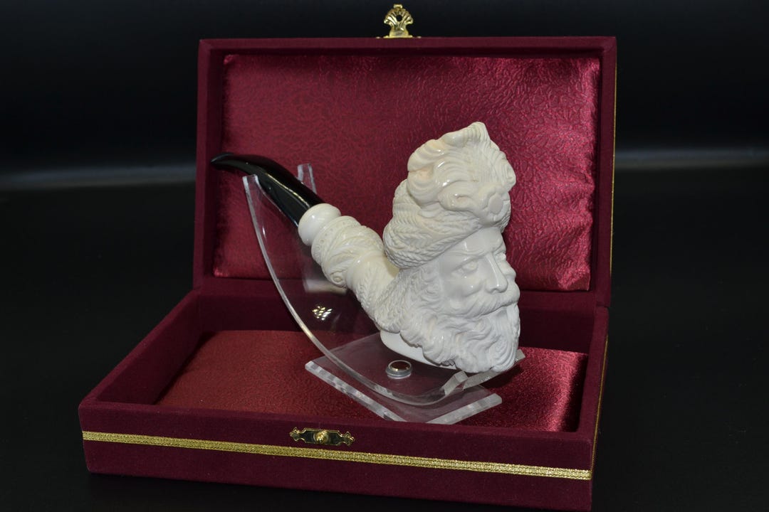LARGE Hand Carved Sultan Head Meerschaum Pipe, Block Meerschaum, Hand ...