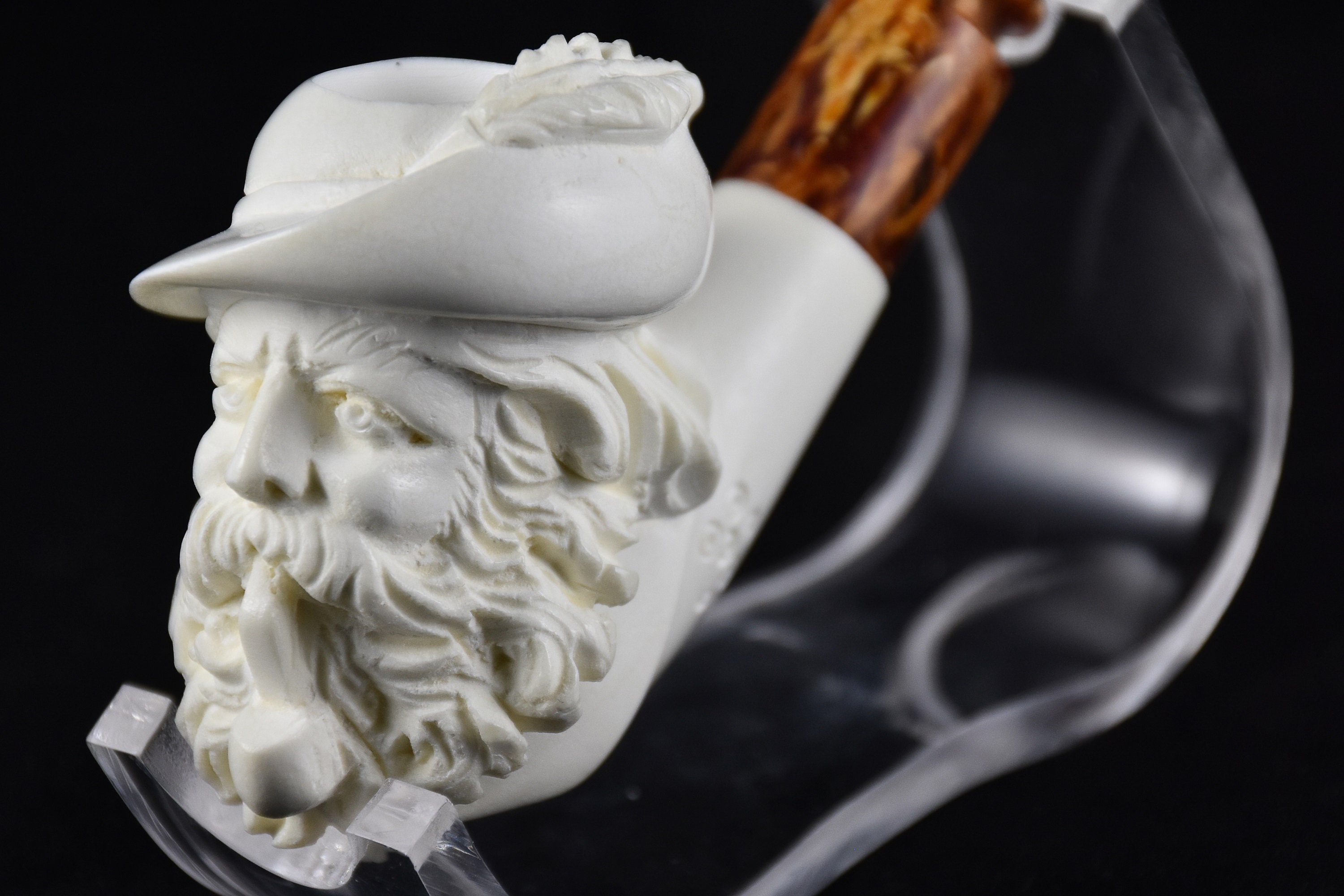 Bearded Man Meerschaum Pipe Old Man Smoking Pipe Block - Etsy