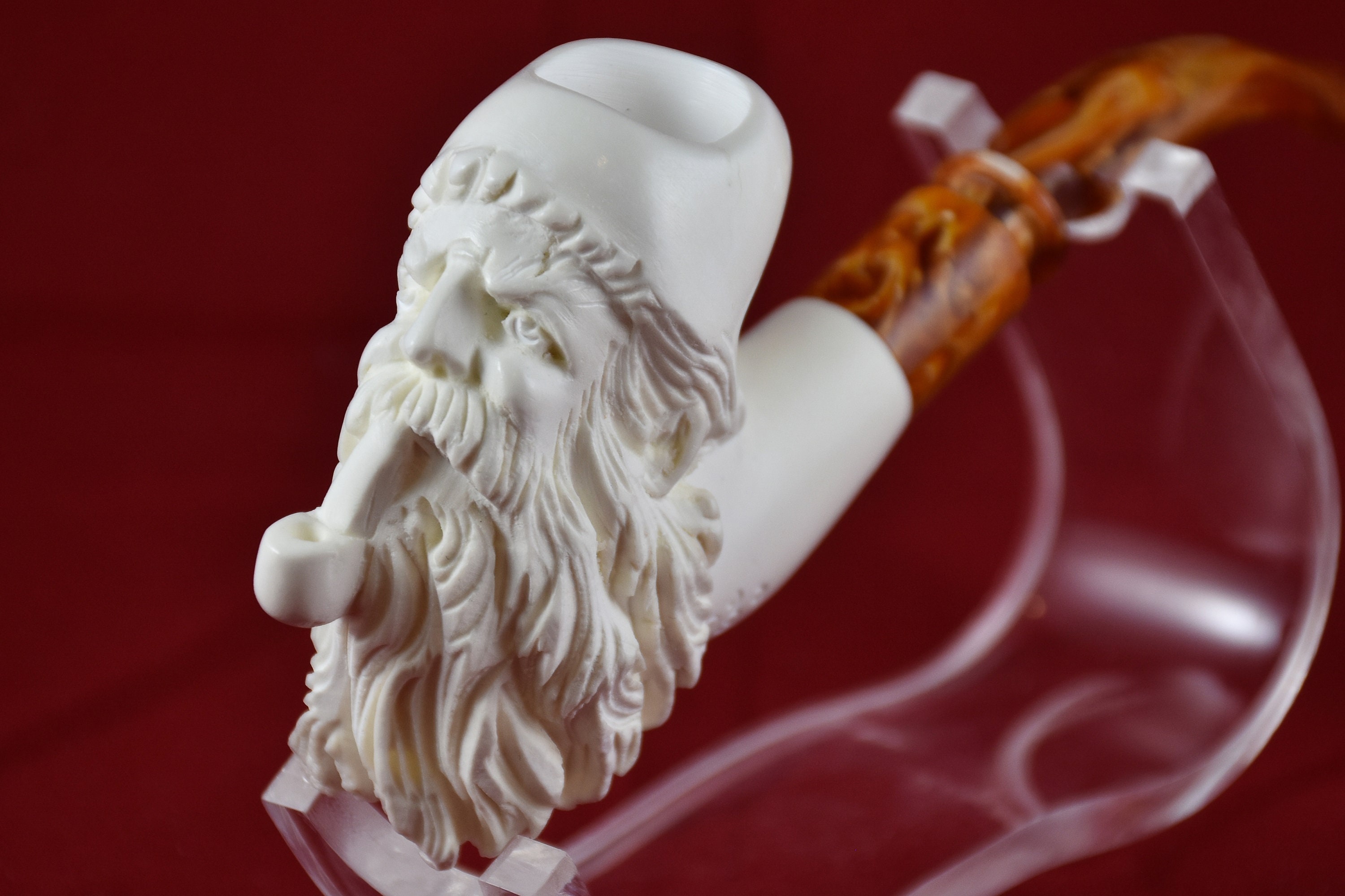Bearded Man Meerschaum Pipe, Old Man Smoking Pipe, Block Meerschaum ...