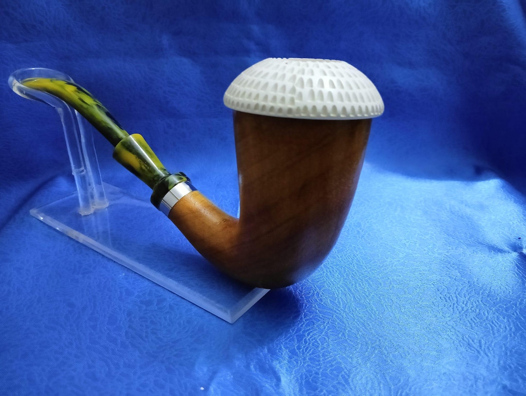 Lattice Calabash Pipe With Silver Ring, Wood Calabash Pipe, Block ...