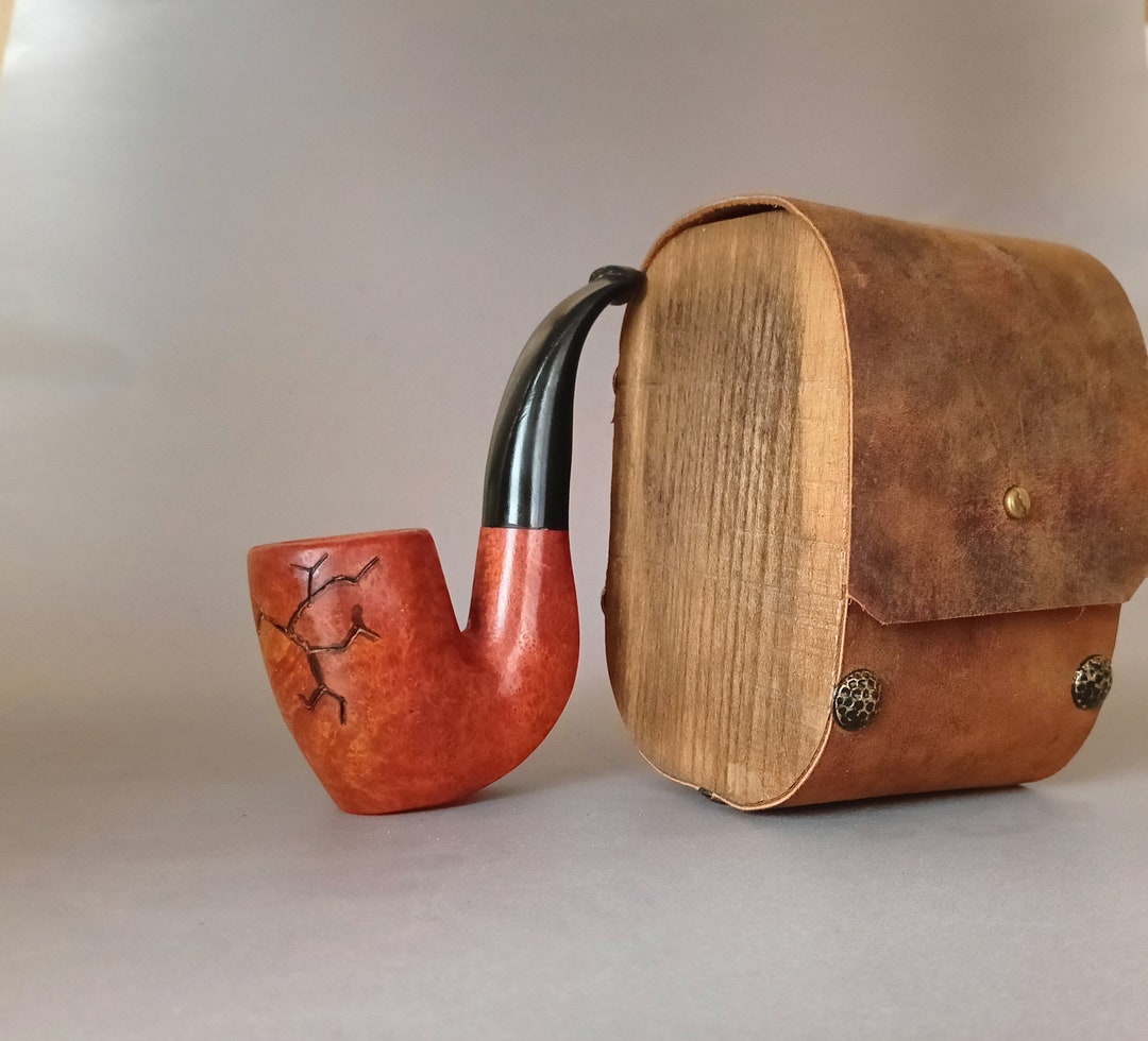 Full Bent Stem Pipe, Sitter Briar Pipe, Acrylic Stem Pipe, Elegant ...