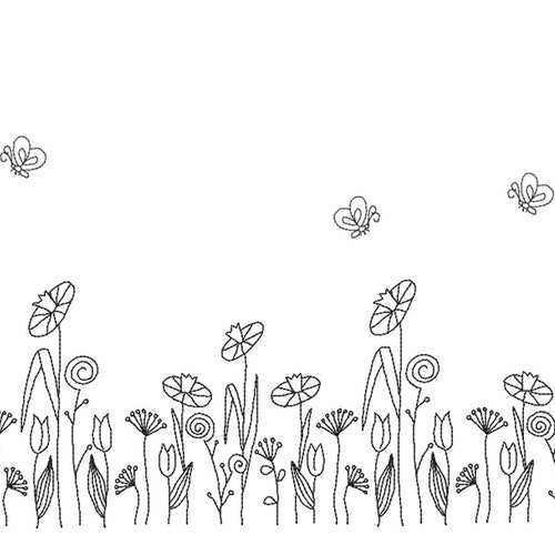 Border Machine Embroidery Design. Flowers One Line Embroidery | Etsy