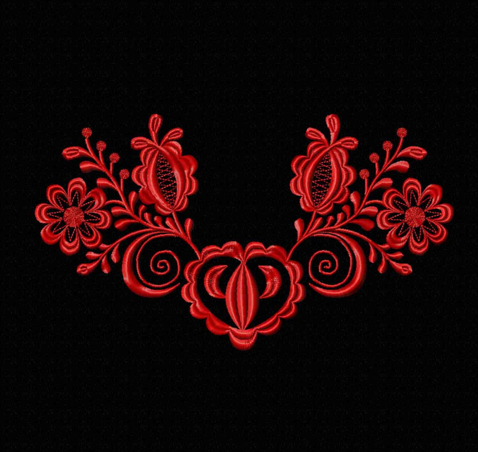 Floral Machine Embroidery Design Folk Digital Pattern. Floral Ornament ...