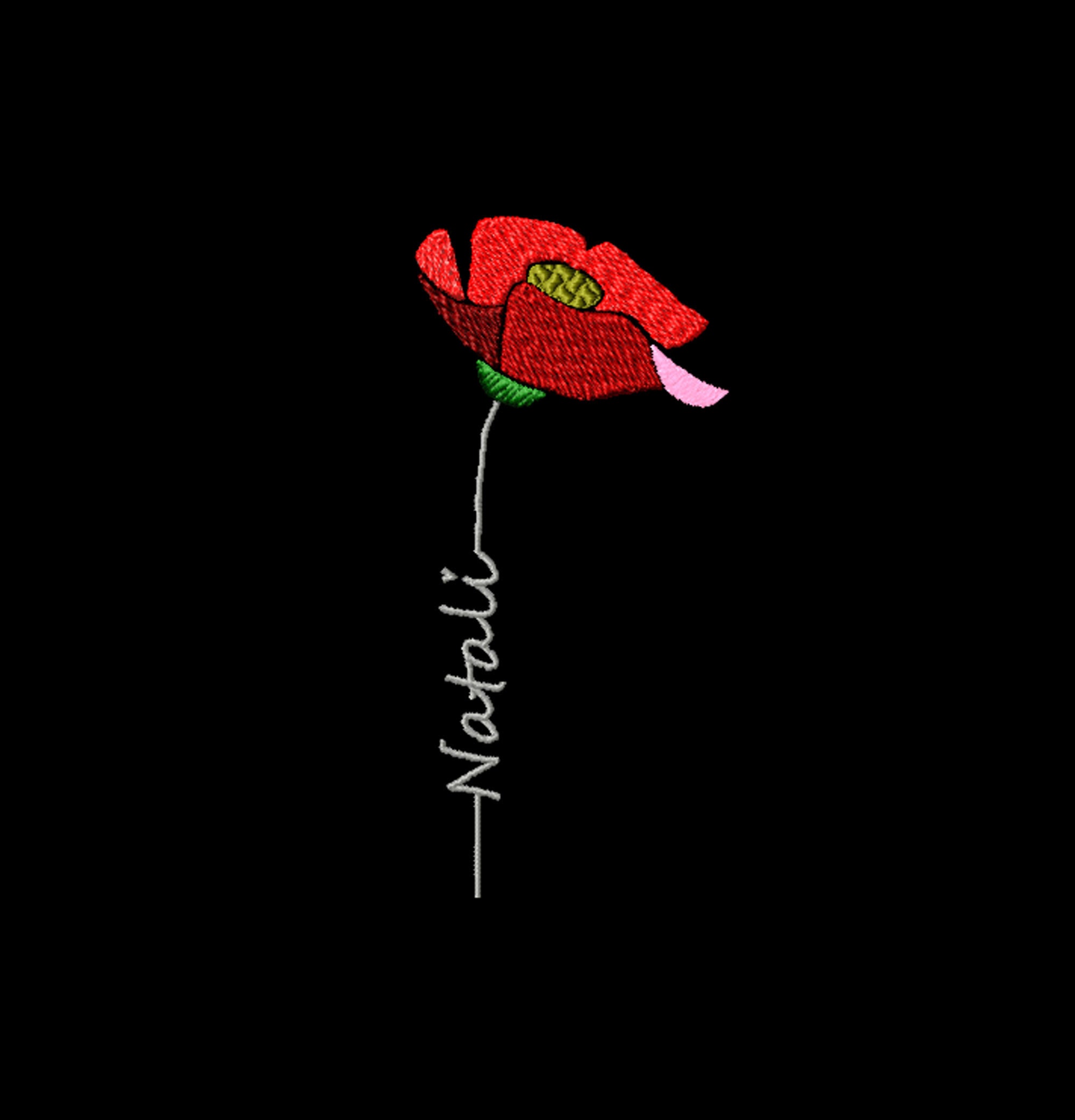 Personalized Embroidery Design. Flowers Name Machine | Etsy