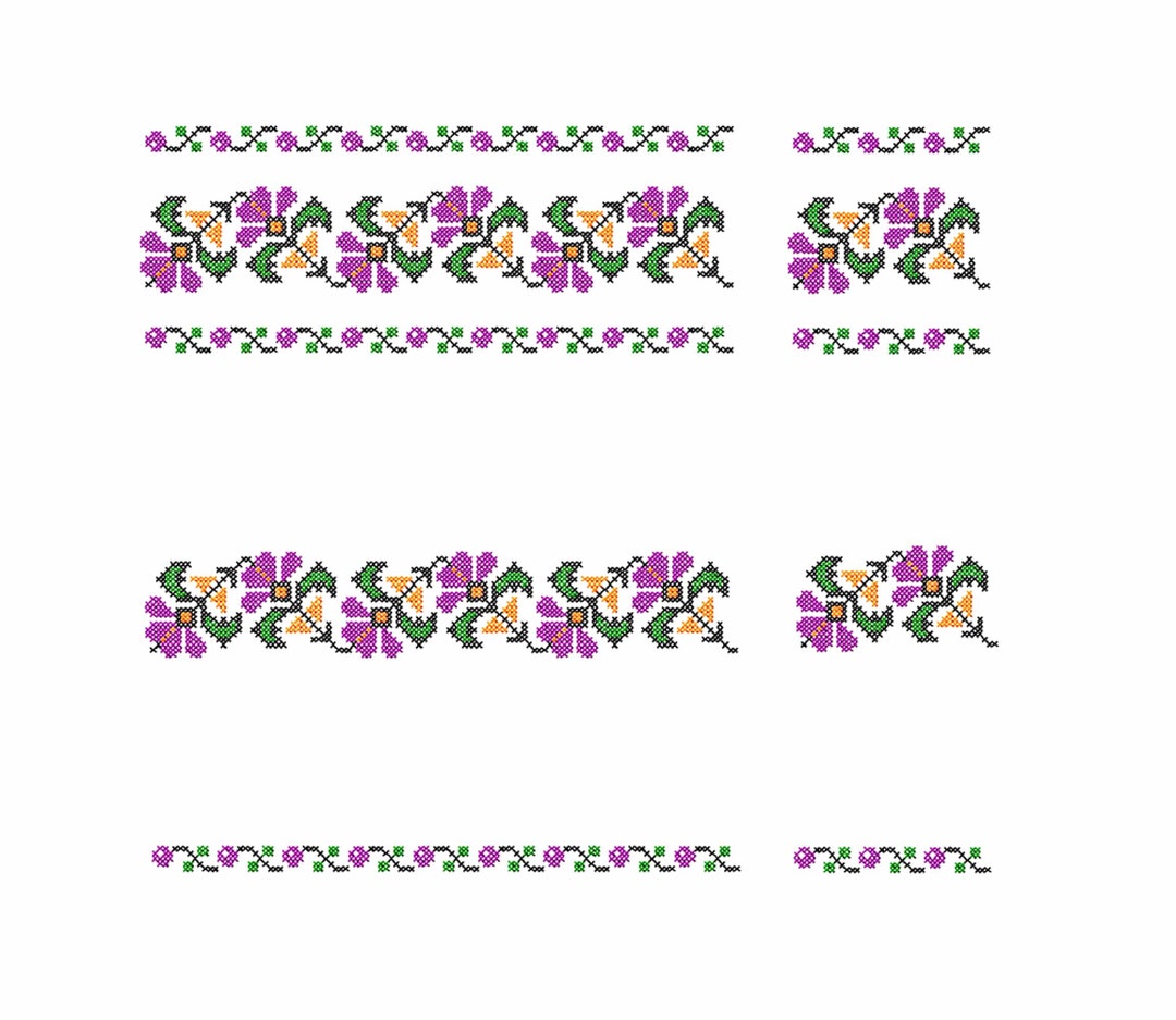 Folklore Stickmuster Stickmuster Stickmuster Set. Blumen Ornamente ...