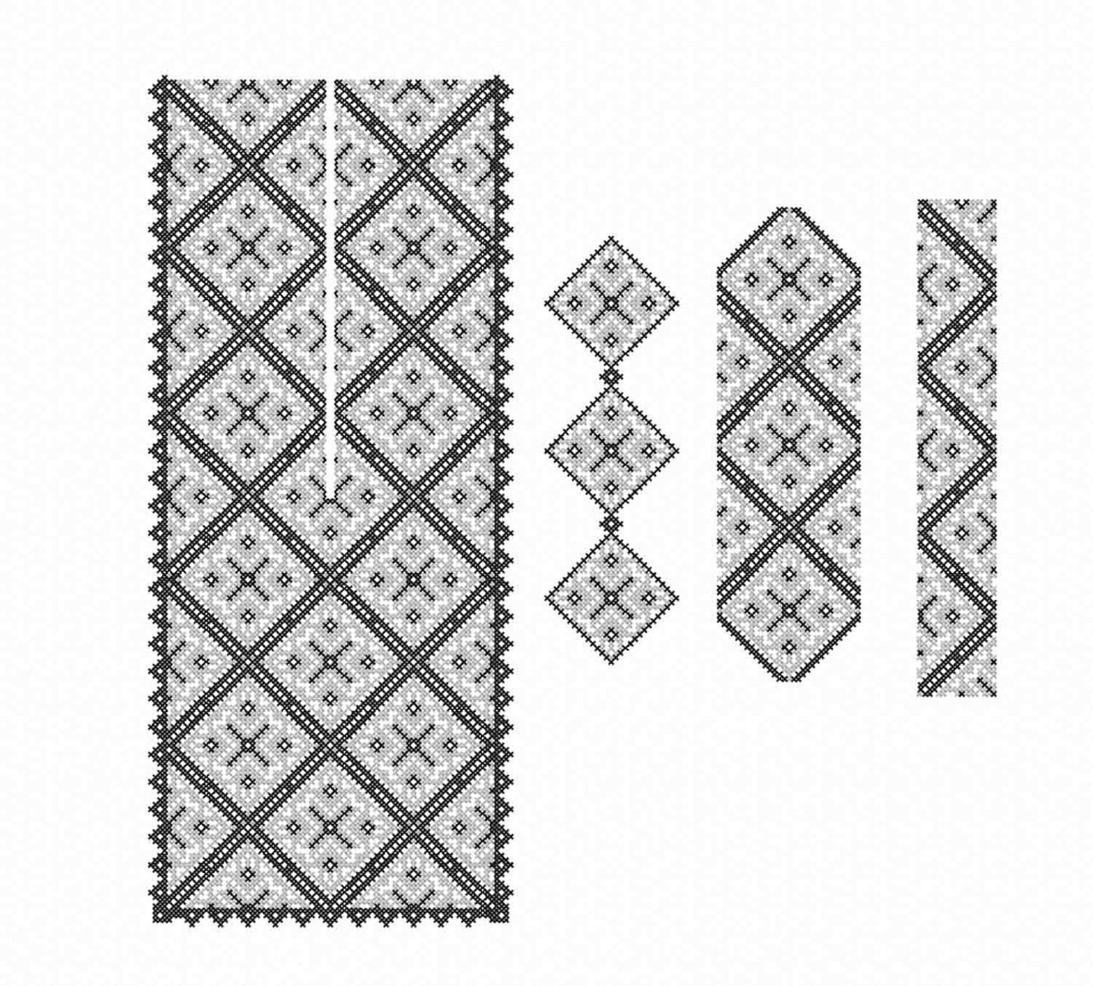 Geometric Machine Embroidery Pattern Cross Stitch. Set Ukrainian ...