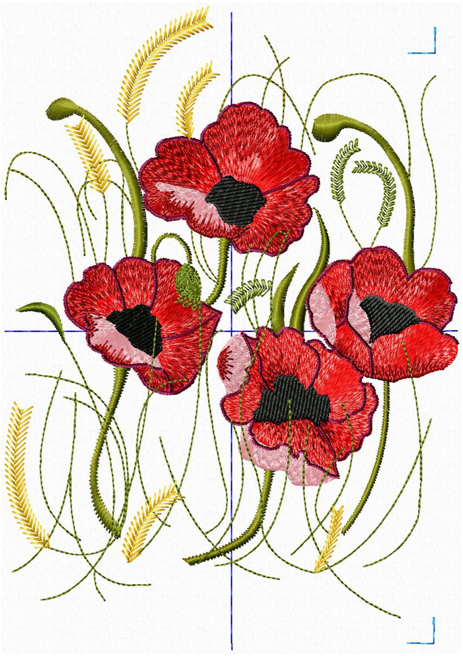 Flowers Machine Embroidery Designs. Poppies Pattern - Etsy