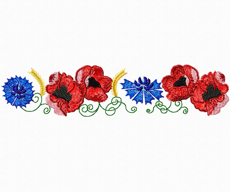 Flowers Border Machine Embroidery Design. Floral Pattern. - Etsy