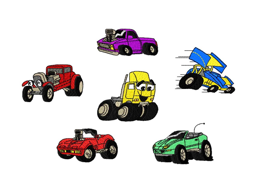 Set Cars Embroidery Designs. Boy Machine Embroidery Patterns. Set ...