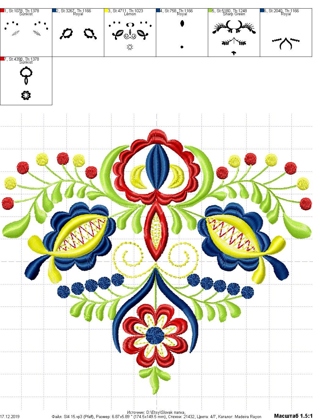 Floral Machine Embroidery Design Folk Pattern. Floral Ornament - Etsy