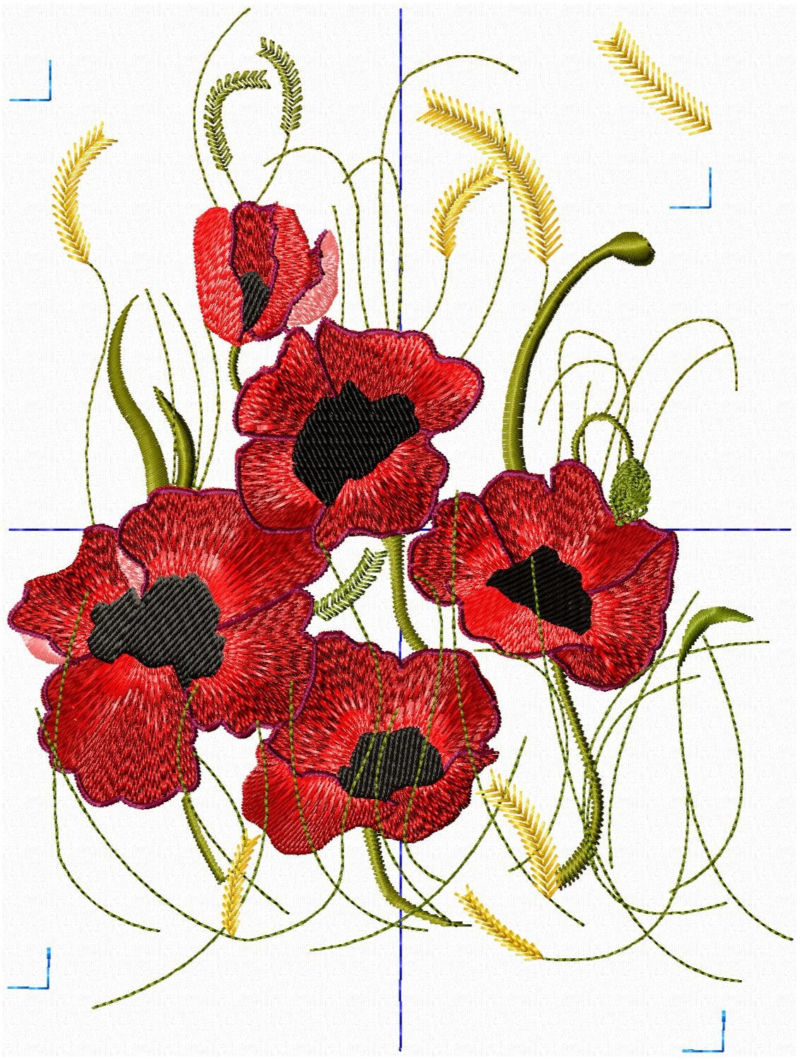 Flowers Machine Embroidery designs. Poppies pattern | Etsy