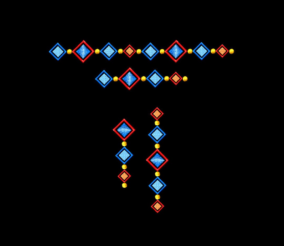 Folk Machine Embroidery Designs. Geometric Border Patterns. - Etsy