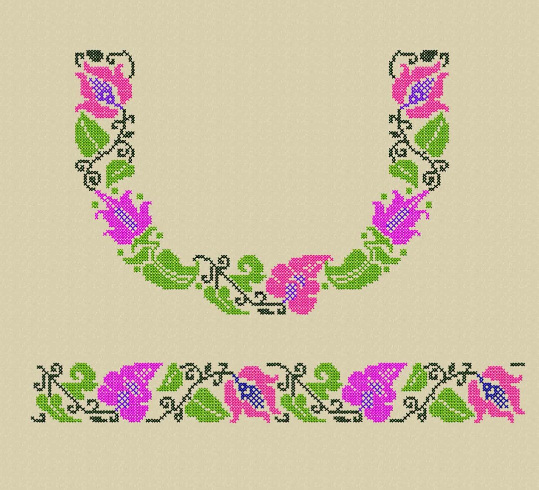 Machine Embroidery Design Floral Cross Stitch Pattern. Set - Etsy
