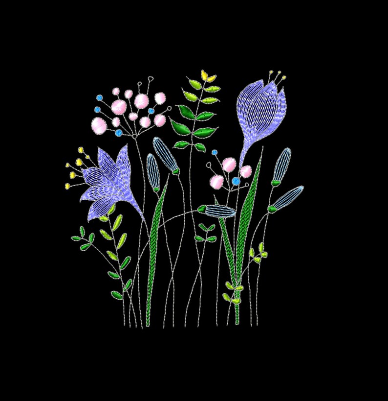 Flowers Machine Embroidery Designs. Set Wildflowers Embroidery | Etsy