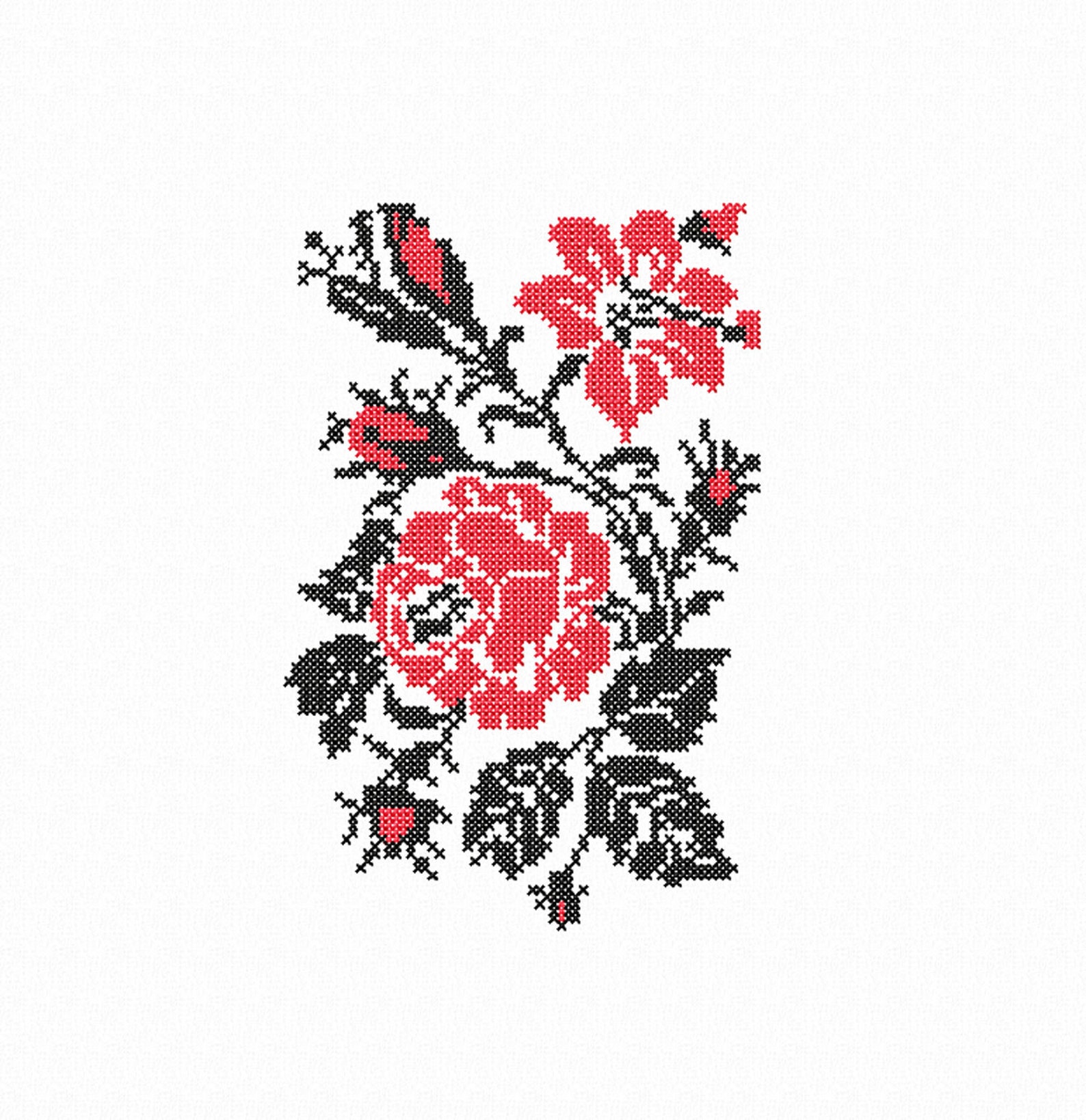 Roses Machine Embroidery Designs. Floral Cross Stitch Pattern. - Etsy