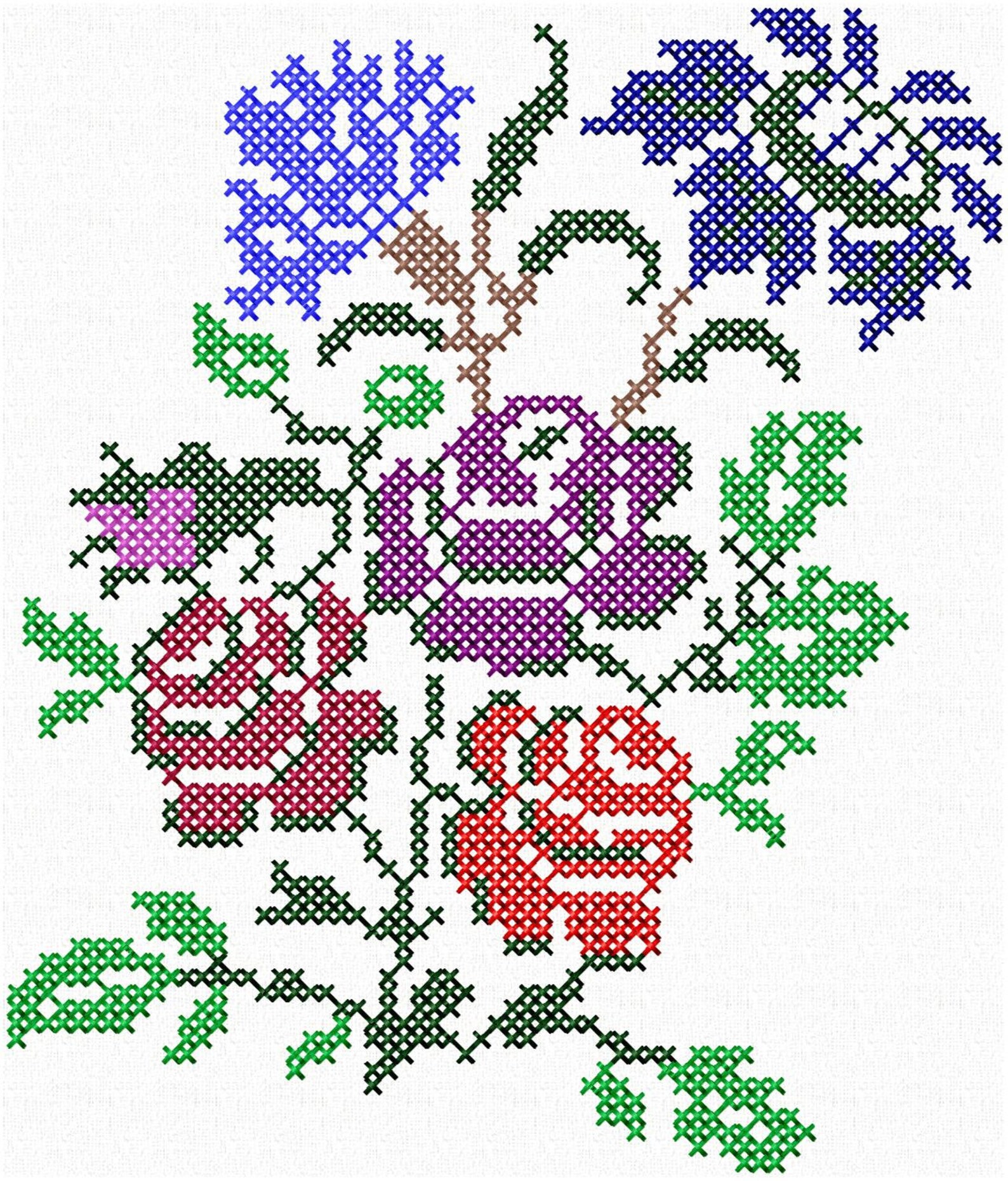 Roses Machine Embroidery Designs. Flowers Cross Stitch Pattern. Set ...