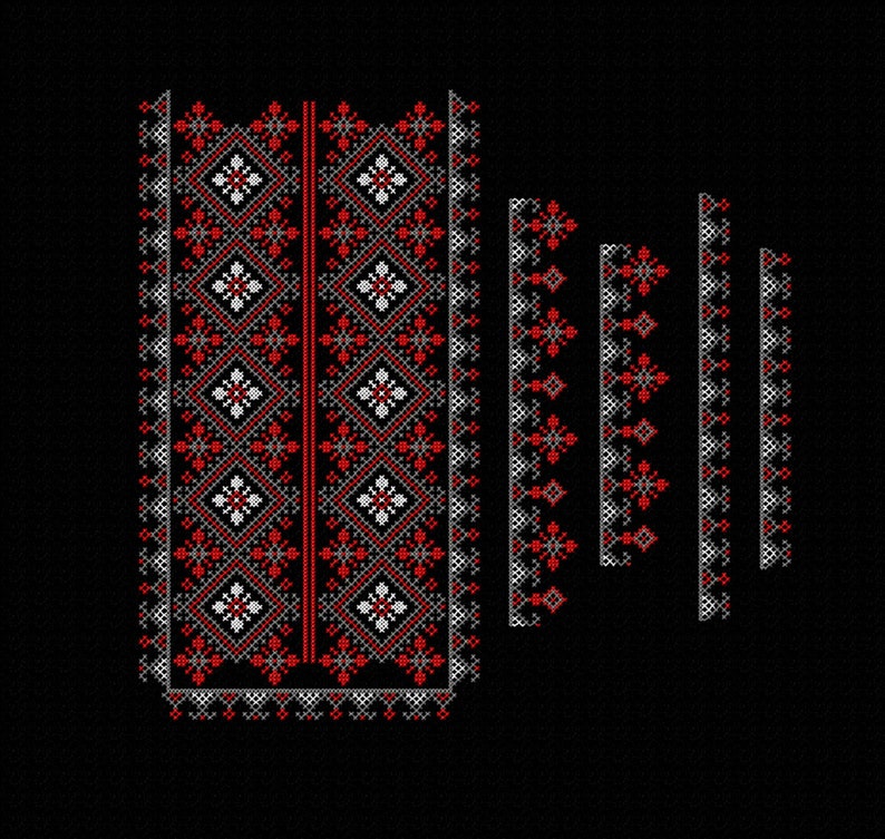 Folk Machine Embroidery Design. Set Cross Stitch Patterns. - Etsy