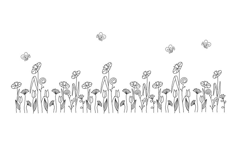 Border Flowers Machine Embroidery Design. One Line Embroidery | Etsy