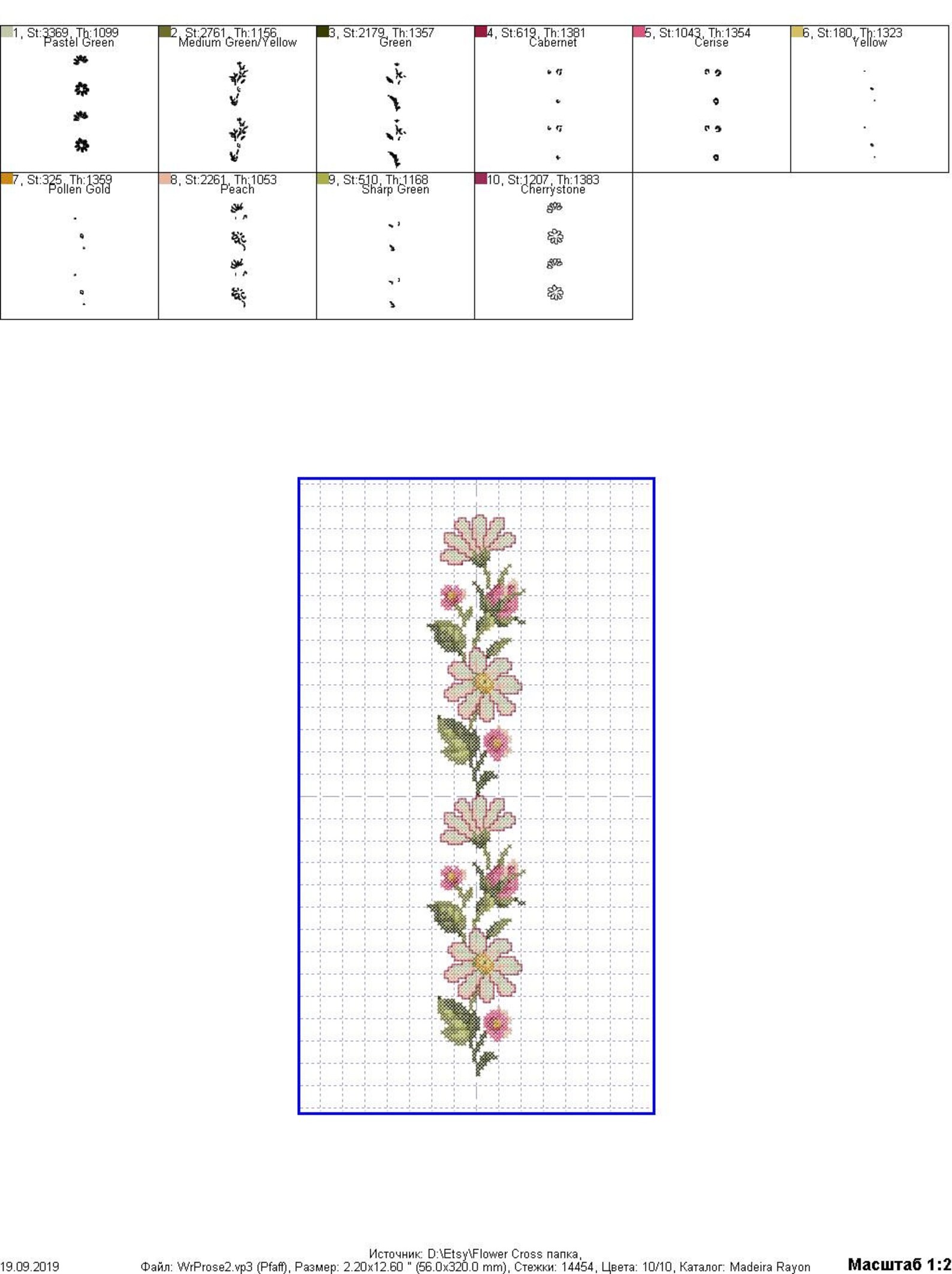 Border Flowers Machine Embroidery Design. Cross Stitch - Etsy