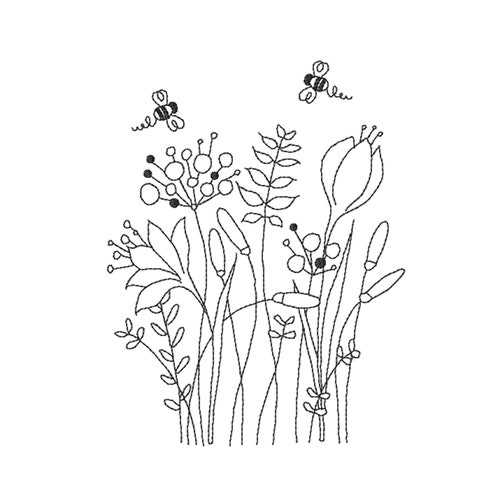 Border Flowers Machine Embroidery Design. One Line Embroidery - Etsy