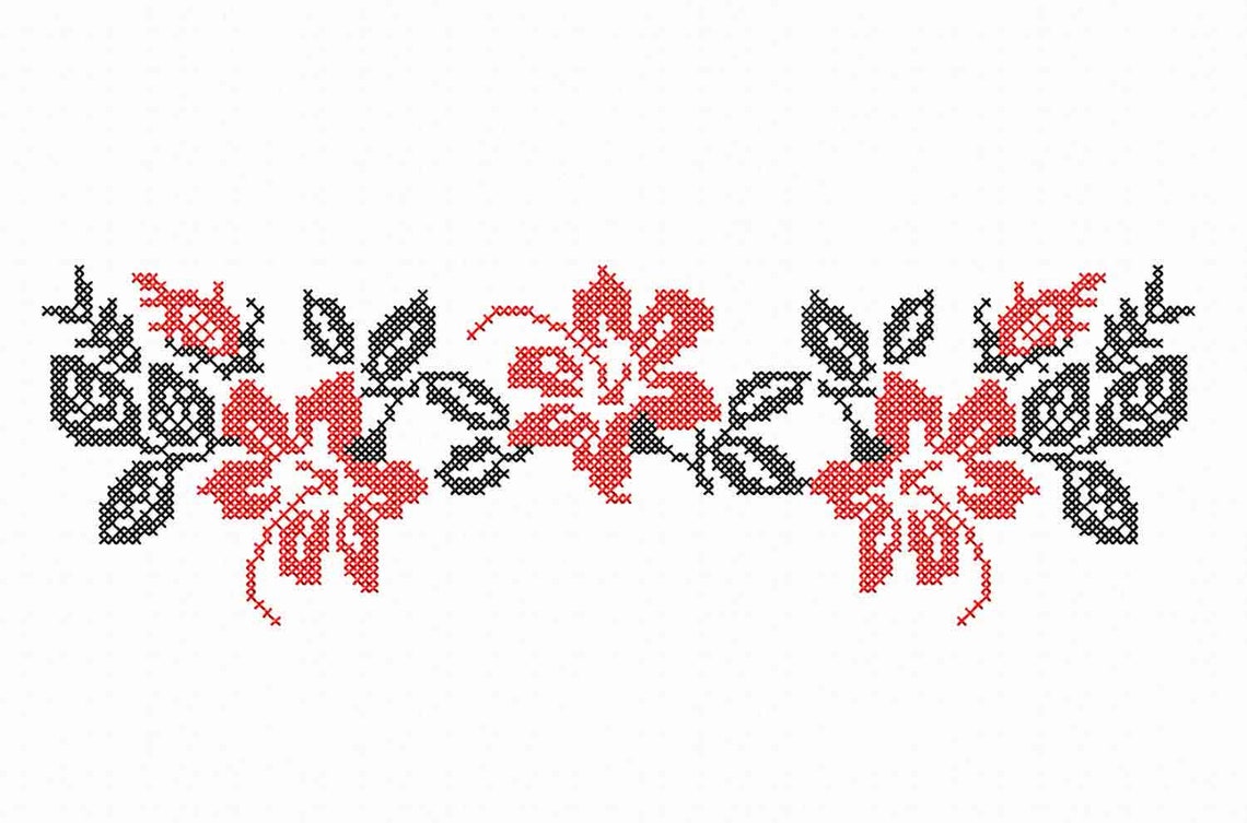 Folk Machine Embroidery Designs. Flowers Cross Stitch Pattern. - Etsy