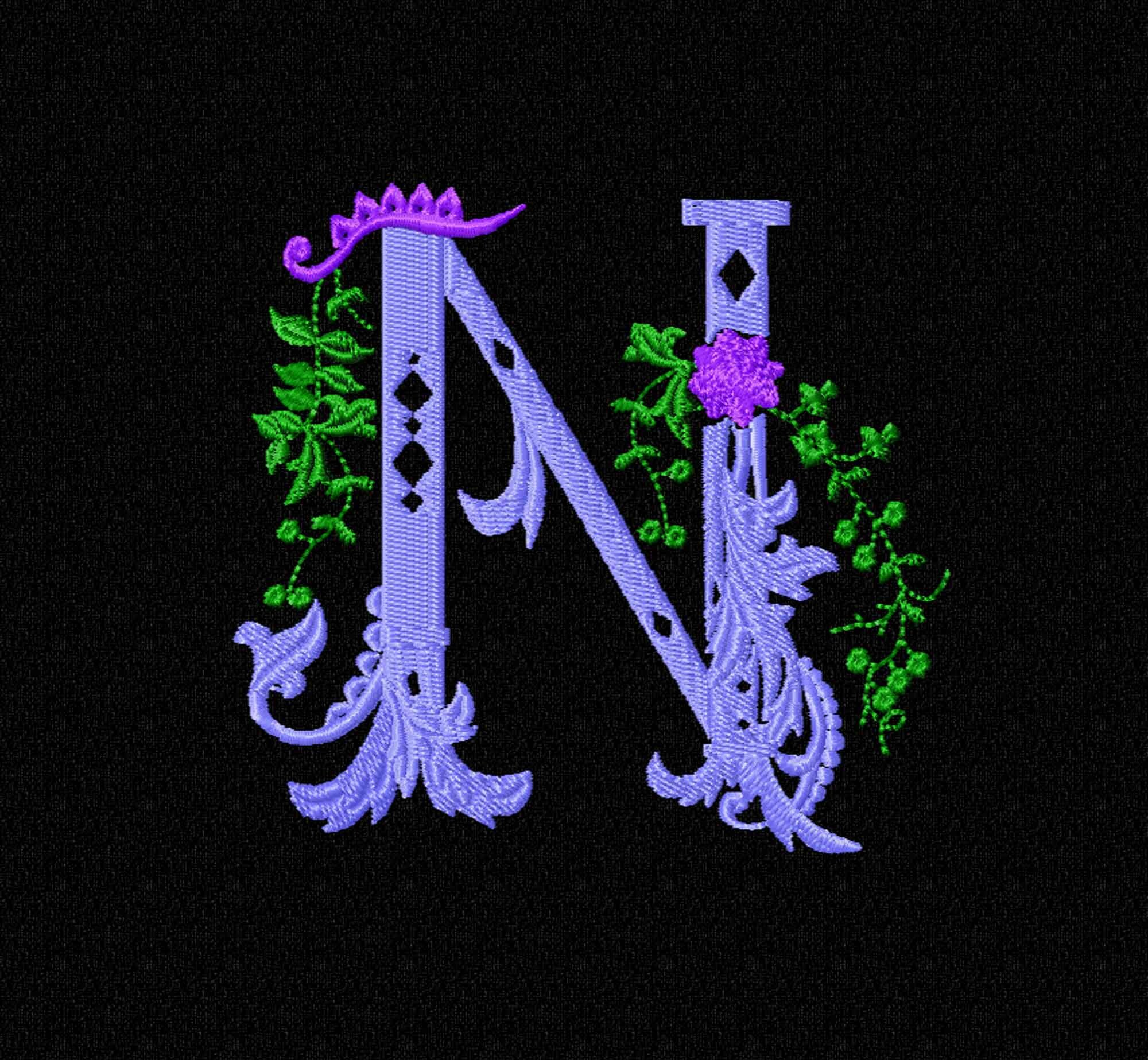 Font machine embroidery design Monogram pattern. The letter N | Etsy